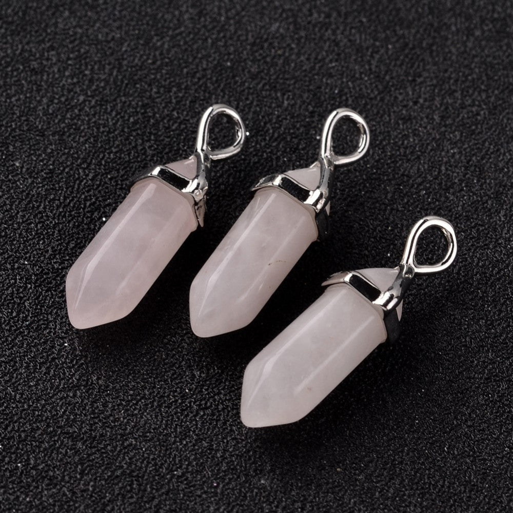 Mini Rose Quartz Point Pendant, 5 Pieces in a Pack