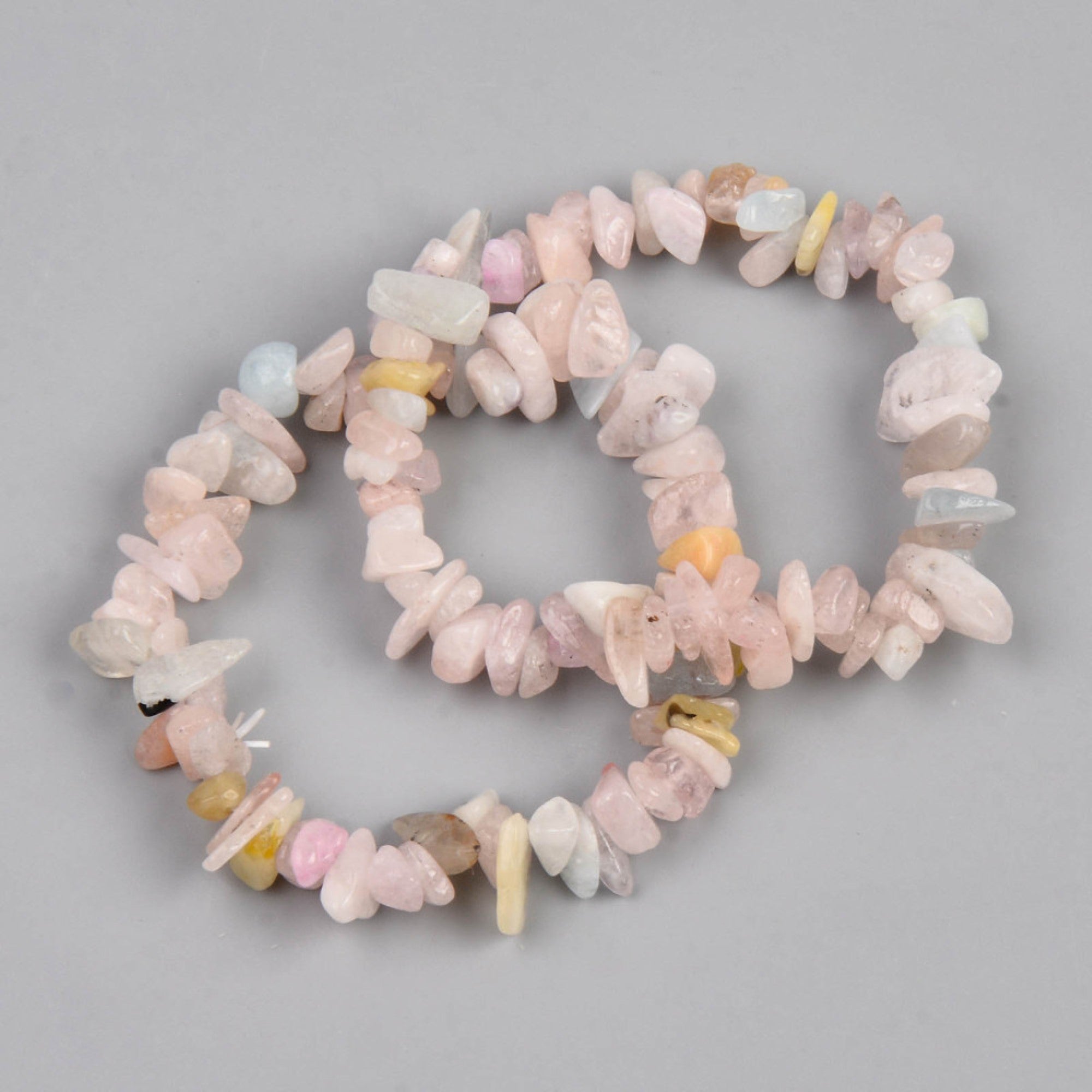 Natural Morganite Chip Stone Bracelet, No Metal, 5 Pieces in a Pack,